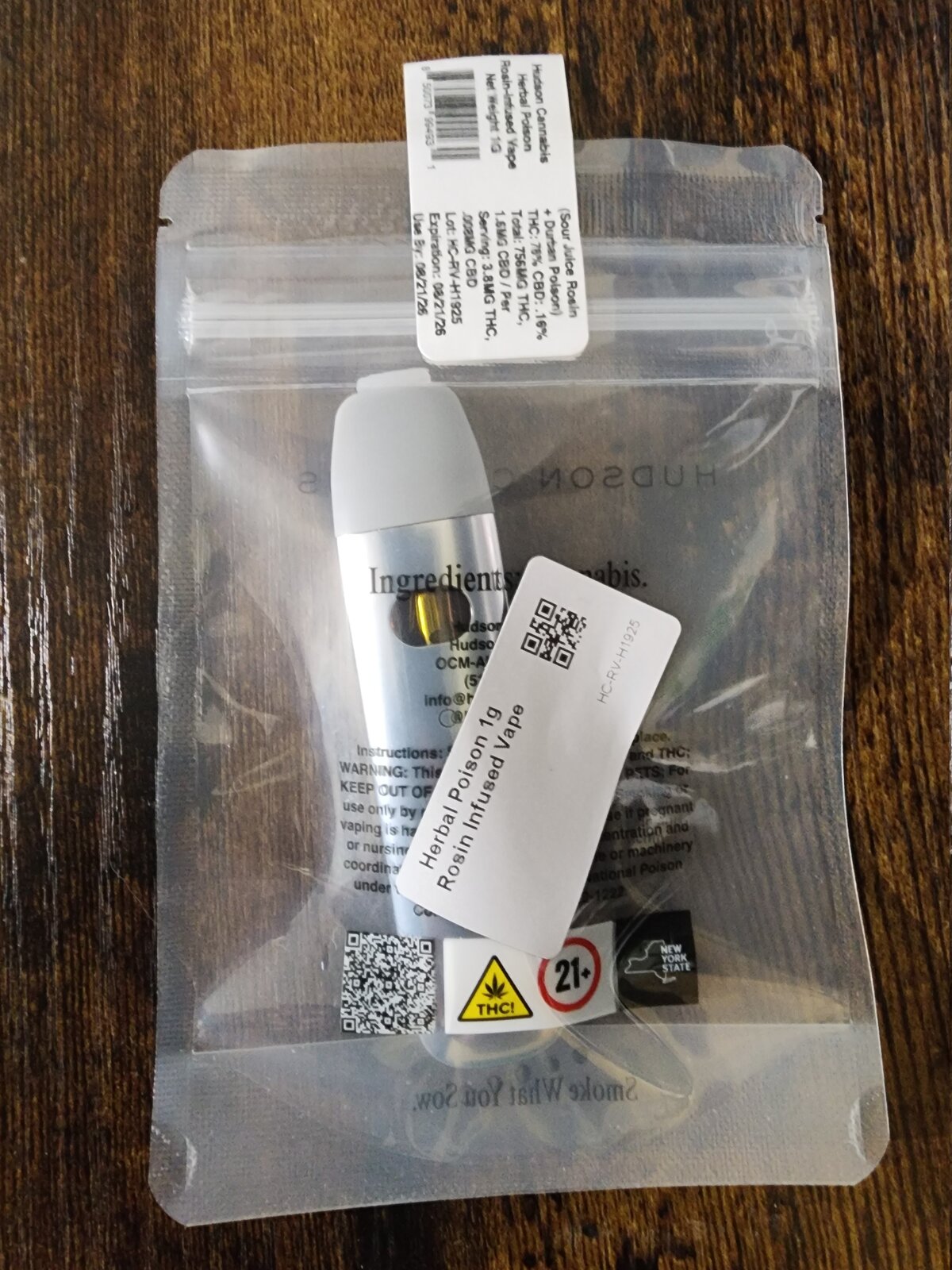 Herbal Poison Rosin Infused Distillate Vape - Hudson Cannabis - FindWeedNY