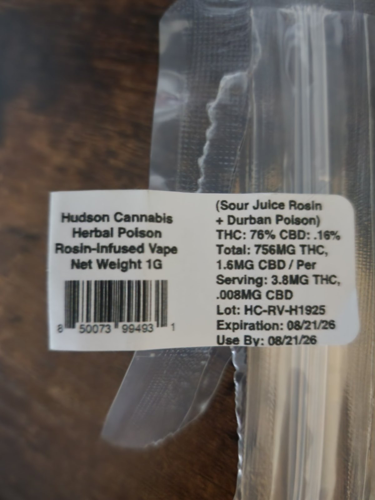 Herbal Poison Rosin Infused Distillate Vape - Hudson Cannabis - FindWeedNY